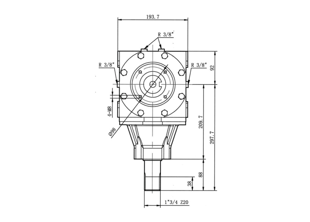 MTI Canada - Product - Snowblower Gearbox 1-3/4"-20 In, 1-3/4"-20 Out, 1:1